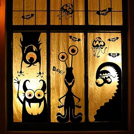 Amazon.com: STEFORD 11 Pieces Halloween Window Clings Giant Monster ...