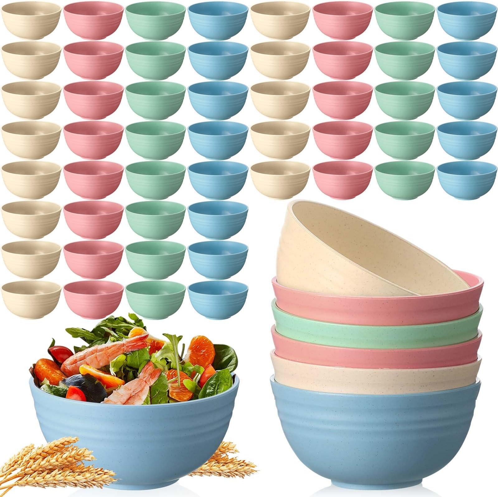 Amazon.com: Nuanchu 36 Pcs Unbreakable Cereal Bowls 24 oz Reusable ...