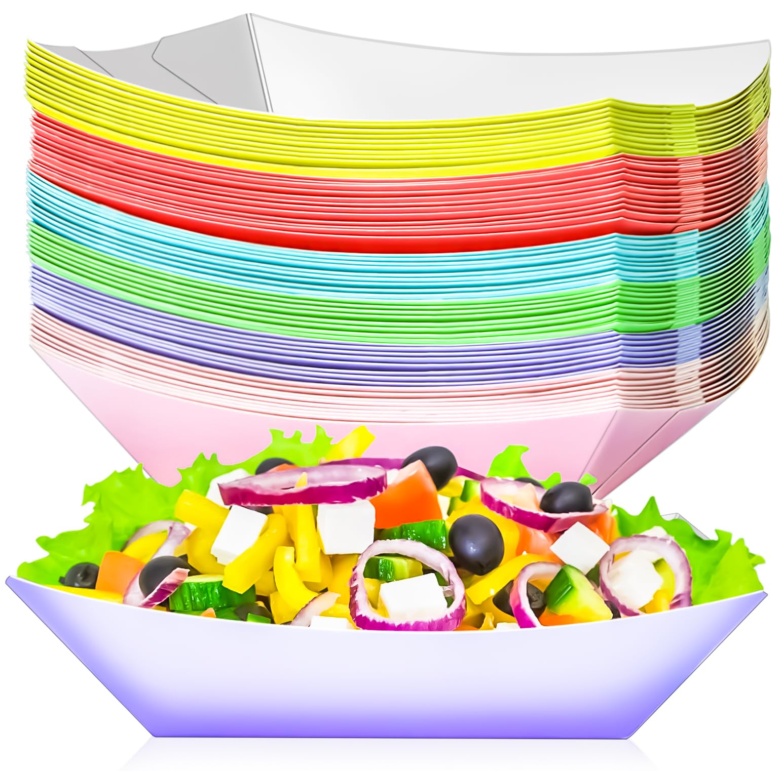 Snapklik.com : MotBach 40 Pack Colorful 1Lb Paper Food Boat Trays ...