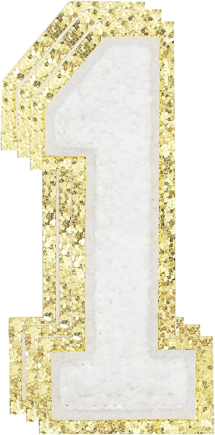 Amazon.com: TXSN 3PCS White Chenille Numbers Patch, Large Size 4-1/2 ...