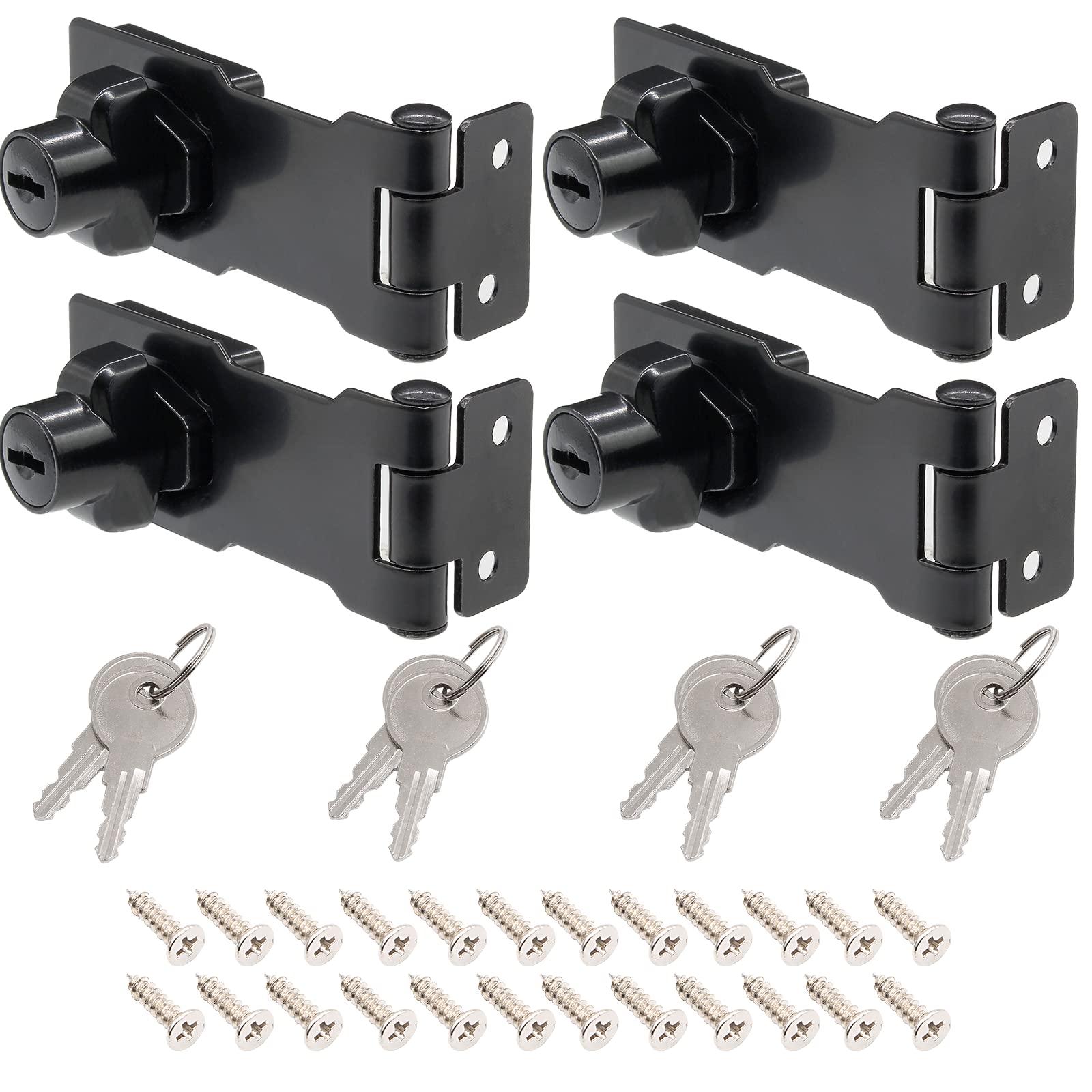 Snapklik.com : Kyuionty 4 Pcs Keyed Hasp Locks 3 Inch Twist Knob Keyed ...
