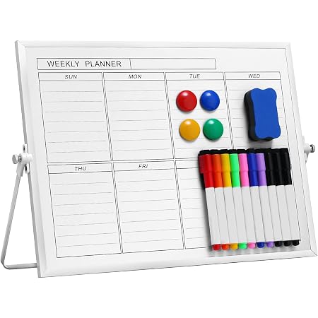 Weekly Whiteboard Planner with Stand, Double-Sided a3 Whiteboard for ...