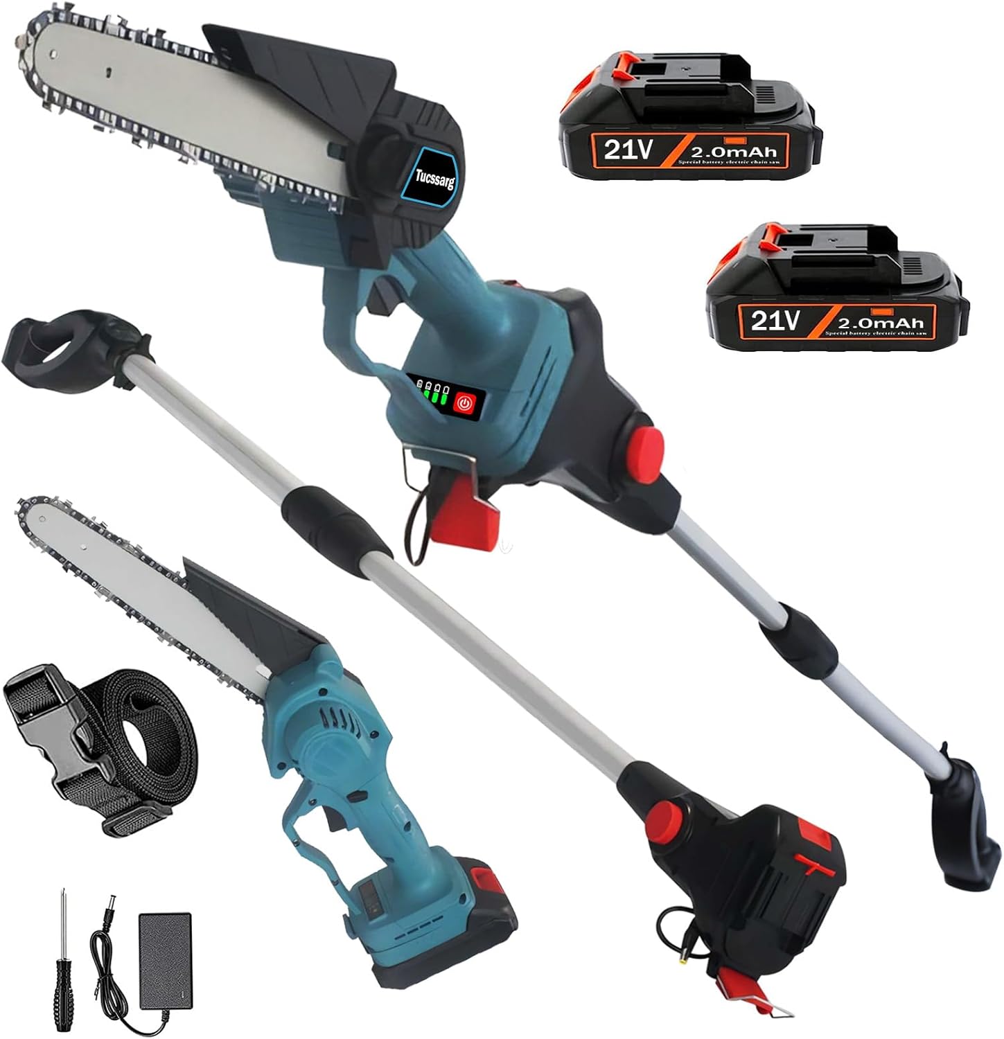 Amazon.com : 2-in-1 Cordless Pole Saw & Mini Chainsaw - 21V Battery ...