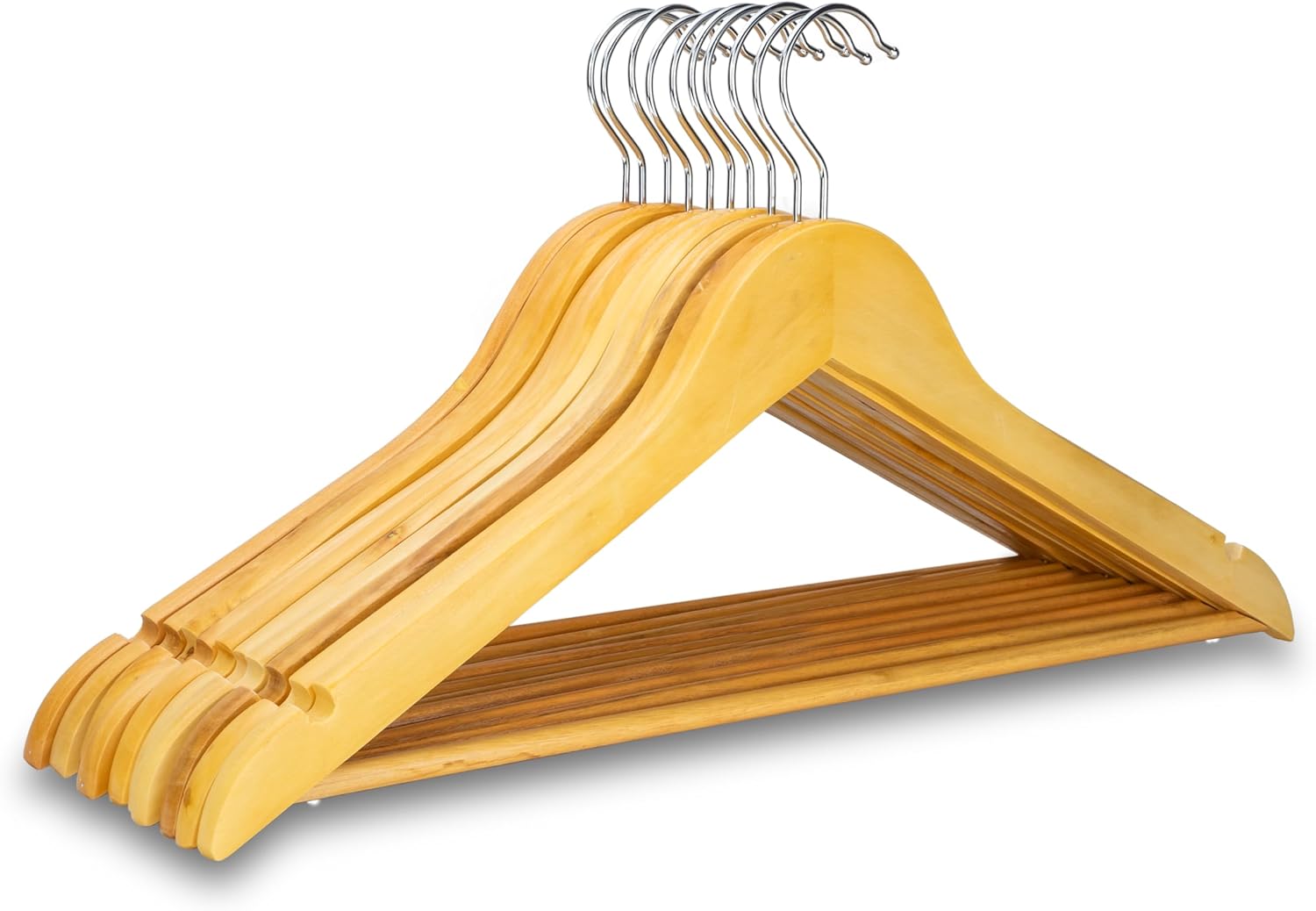 ZANGCO Premium Wooden Hangers - Solid Wood, Non-Slip Notches, 360° Swivel Hook - Ideal for Suits ...