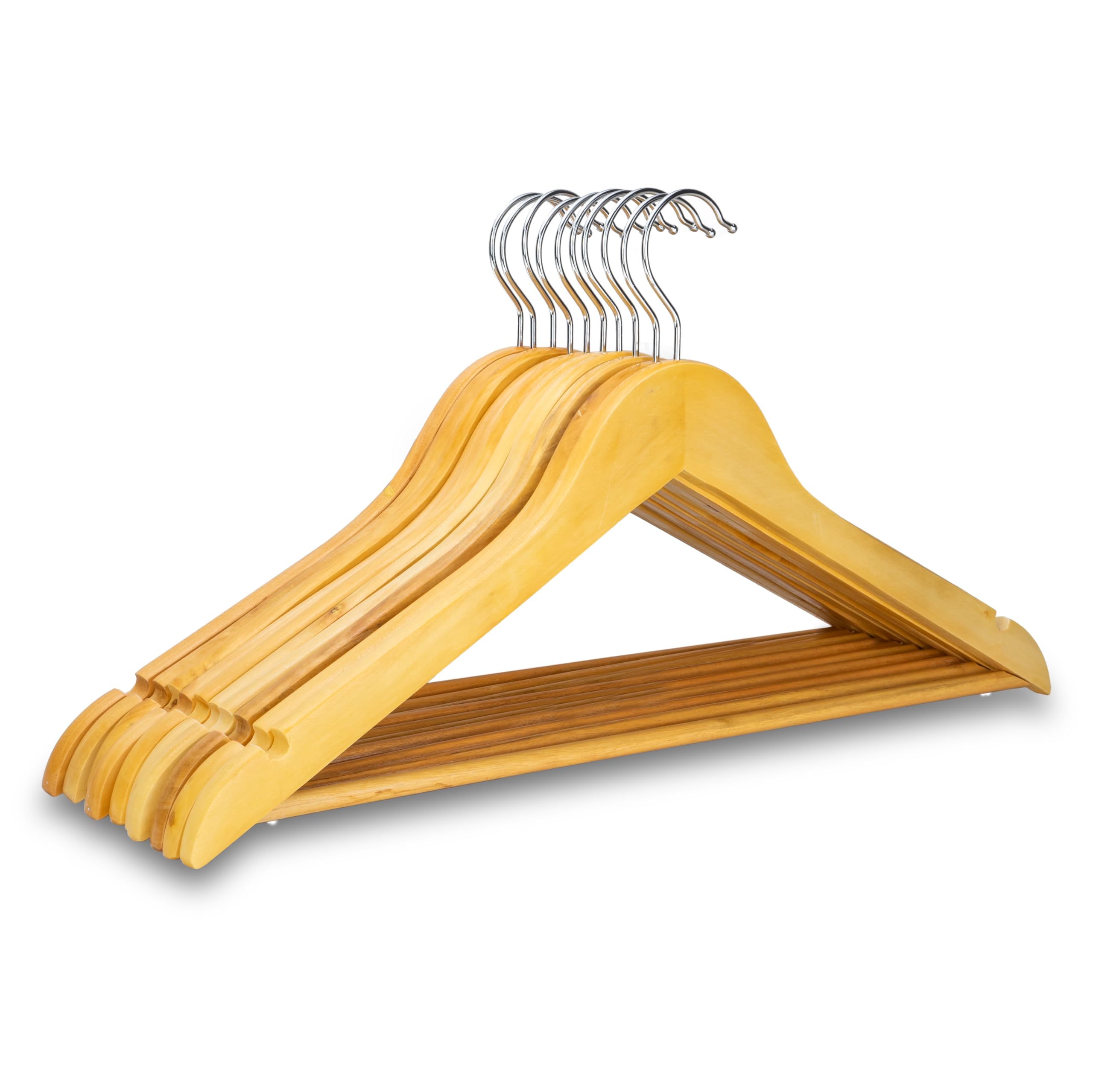 ZANGCO Premium Wooden Hangers - Solid Wood, Non-Slip Notches, 360 ...