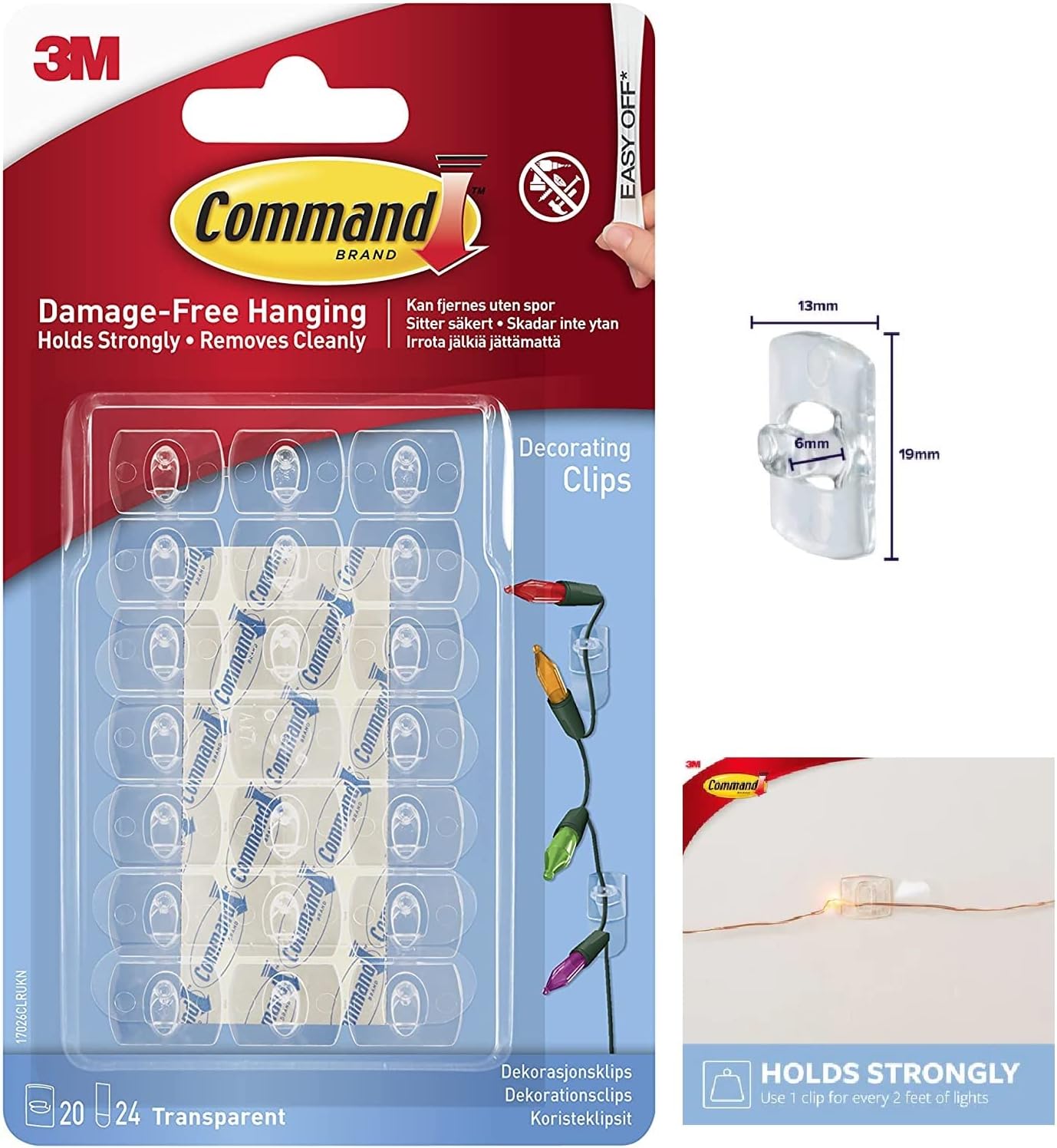 UKDD® Command Self-Adhesive Damage Free Hanging Clear Decorating Clips ...
