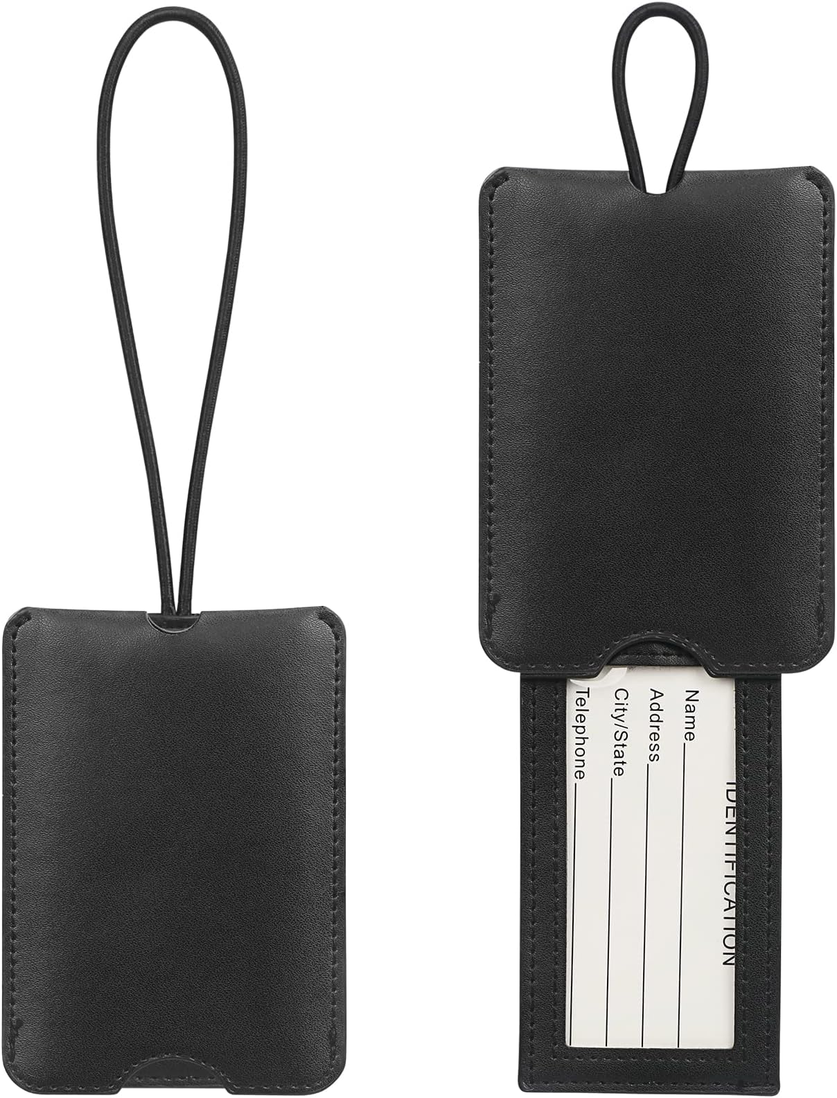 Amazon.com | Samsonite 2-Pack Leather Luggage ID Tag, Black Logo, One ...