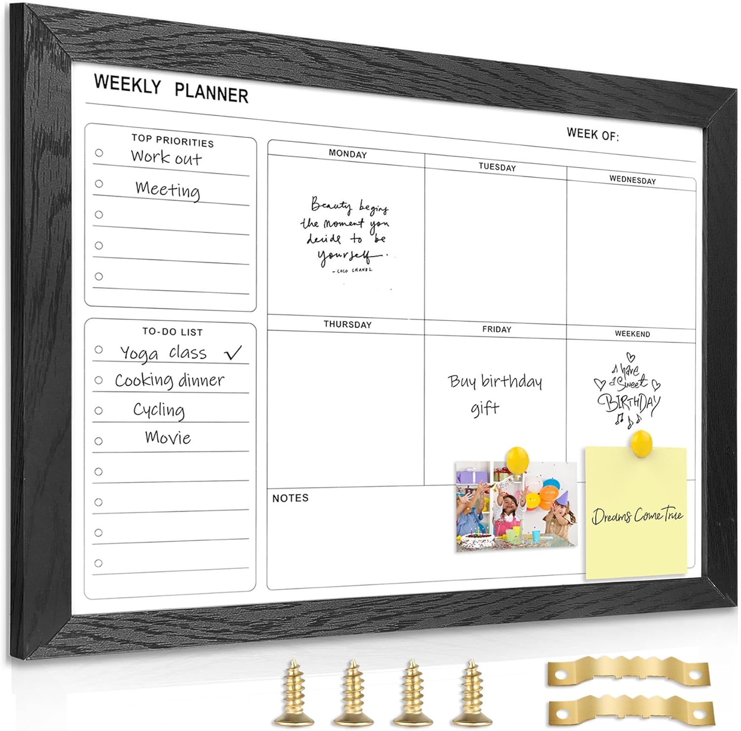 Marribol White Board Weekly Calendar Dry Erase Planner for Wall-16"X12 ...