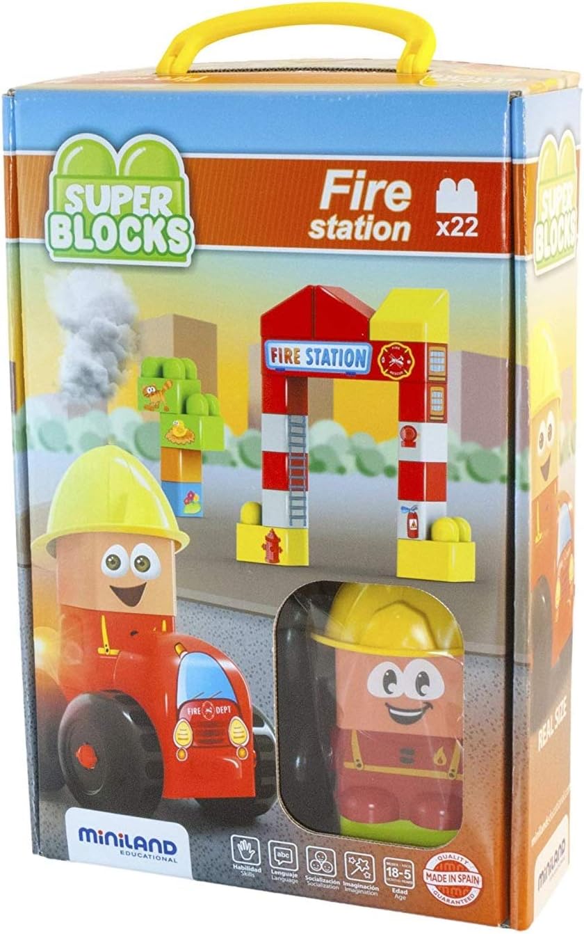 Amazon.com: Miniland Educational - Super Blocks Set for Kids- Fire ...