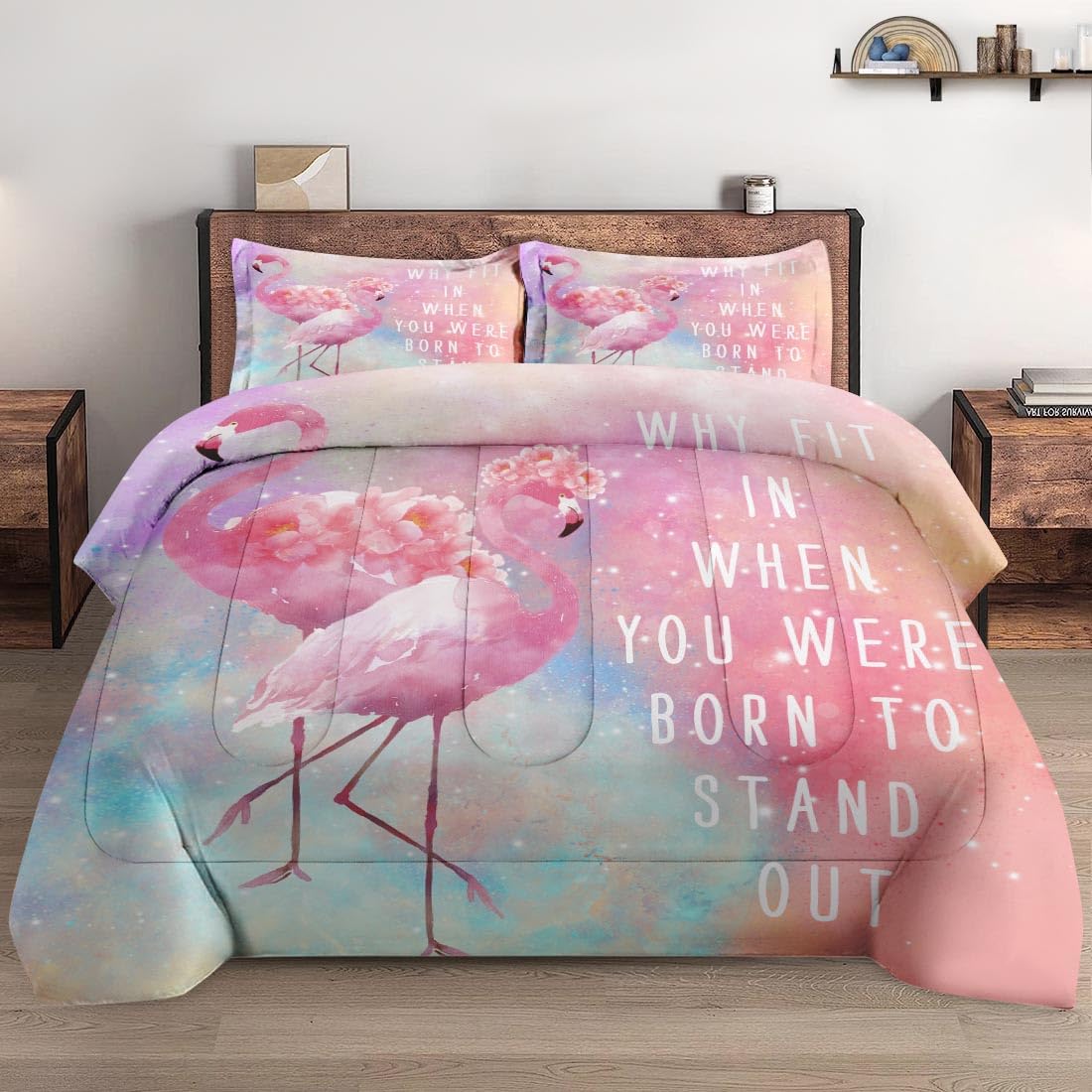 Amazon.com: WeCozy Comforter Set Queen Size with 2 Pillowcases, Pink ...