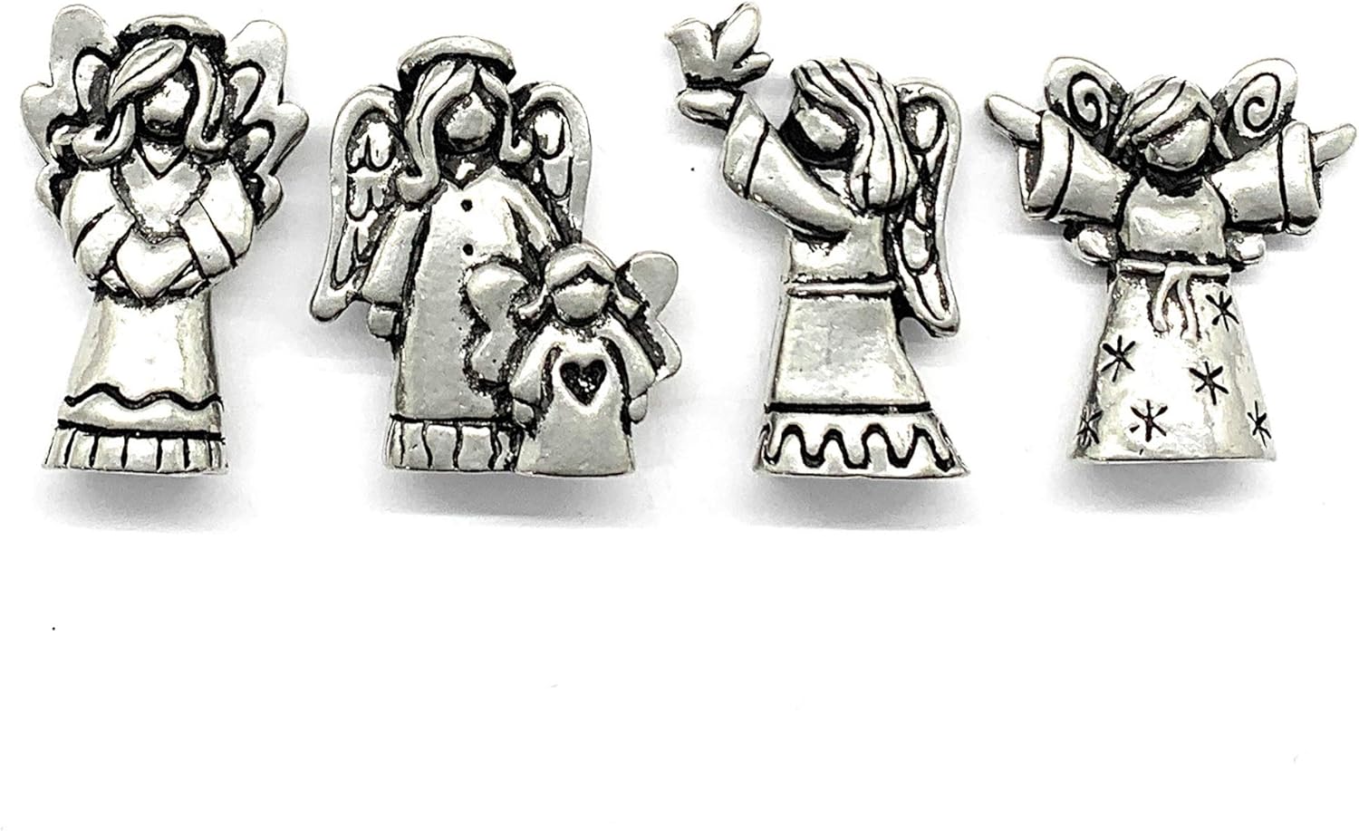 Amazon.com: Basic Spirit Blessing Angels Set of 4 Pewter Inspirational ...