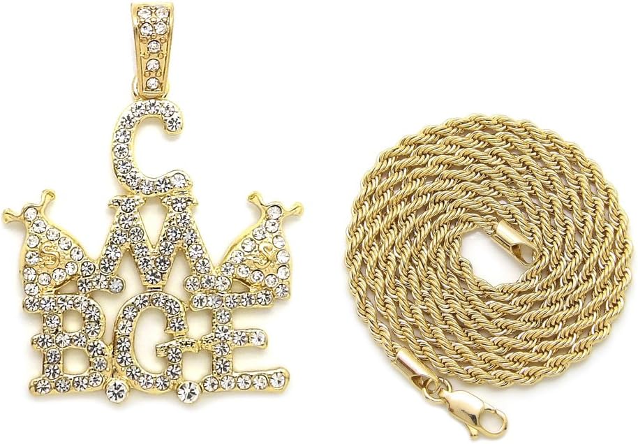 NYFASHION101 Stone Stud Money Bag CMG BGE Initials Pendant with 2mm 24 ...