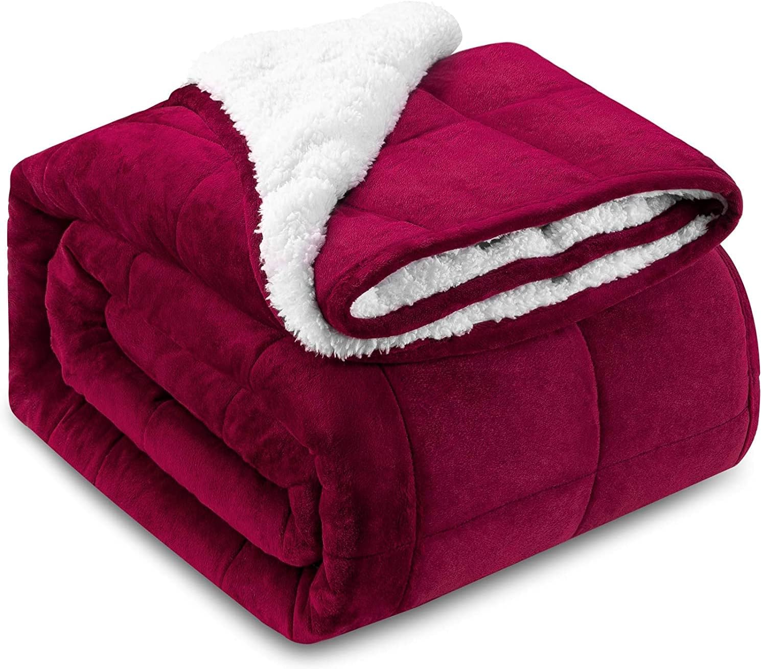 HBlife Sherpa Fleece Weighted Blanket for Adults, Oeko-Tex Certified 10 ...
