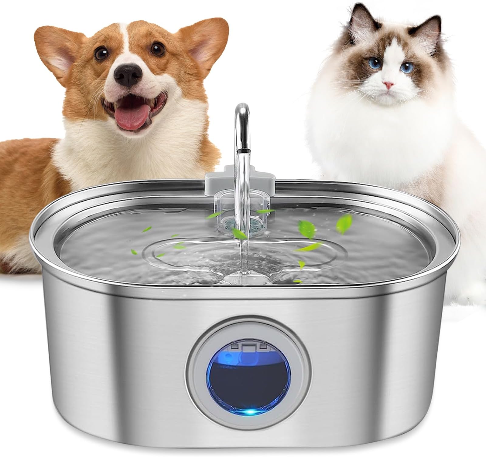 Amazon.com : Perched helper Stainless Steel Cat Water Fountain 4L/135oz ...