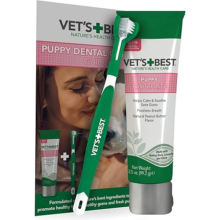 Amazon.com : Vet’s Best Puppy Dental Kit – Toothbrush & Toothpaste for ...