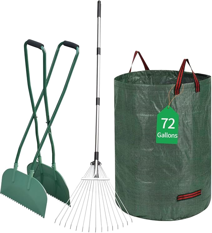 Amazon.com : Leaf Grabber Adjustable Rake Leaf Picker Upper Scoops with ...
