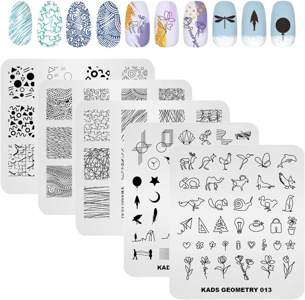 Amazon.com: KADS 5pcs Nail Stamp Plates set Nails Art Stamping Plate ...