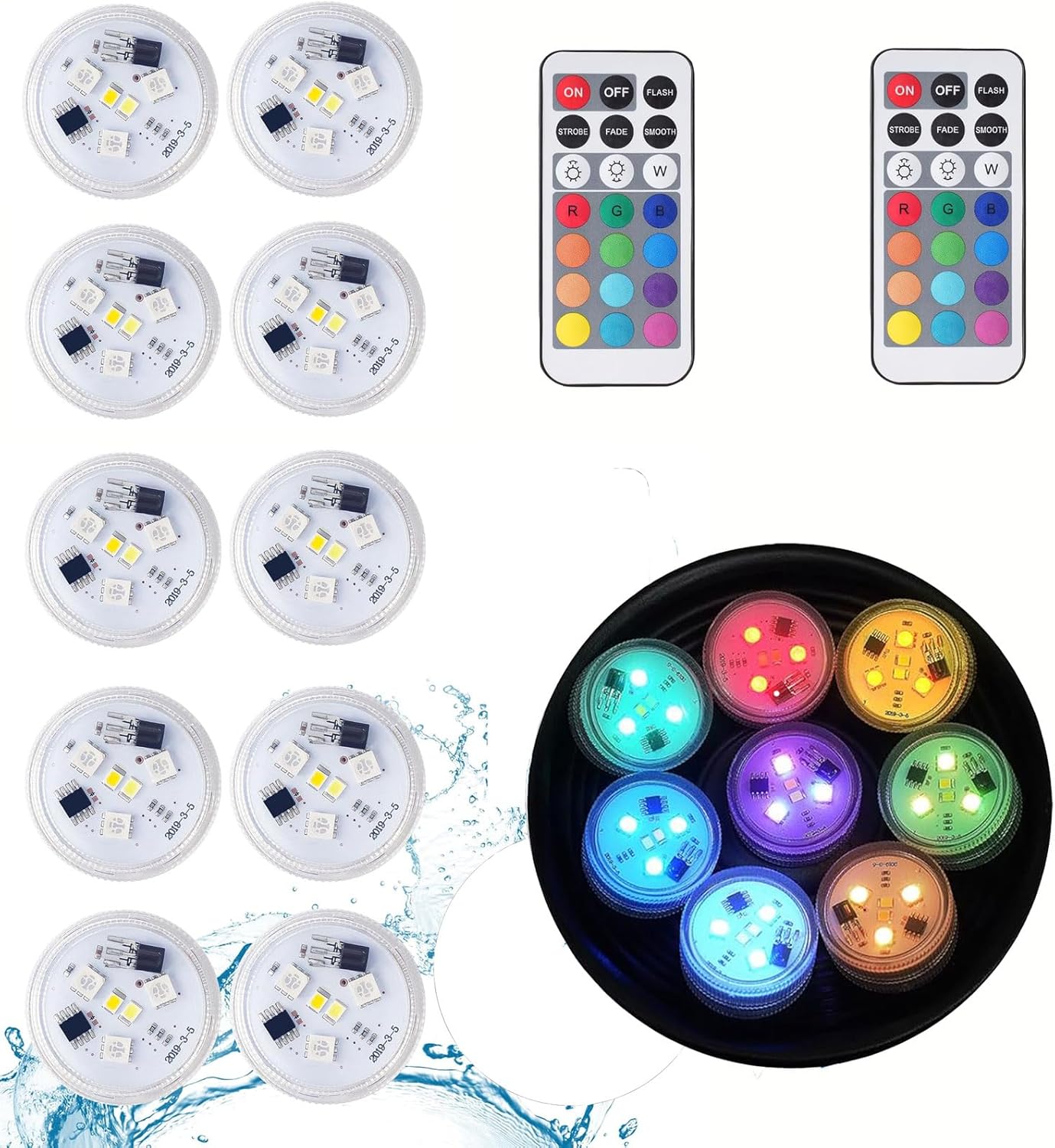 Amazon.com: Submersible Led Lights with Remote - 10 PCS Mini RGBW Pool ...