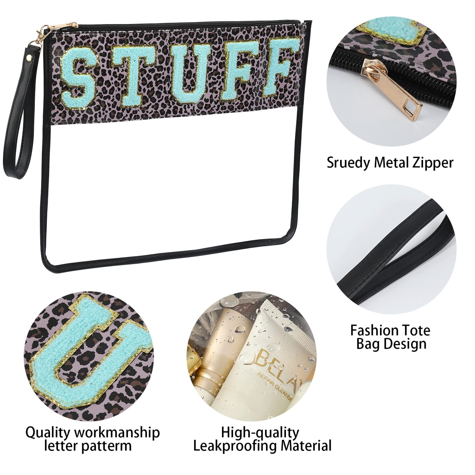 Snapklik.com : Monogram Leopard Clear Stadium Letter Bags Chenille ...
