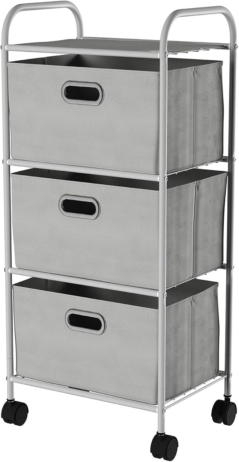 Lavish Home 3 Drawer Rolling Cart on Wheels– Portable Metal Storage ...