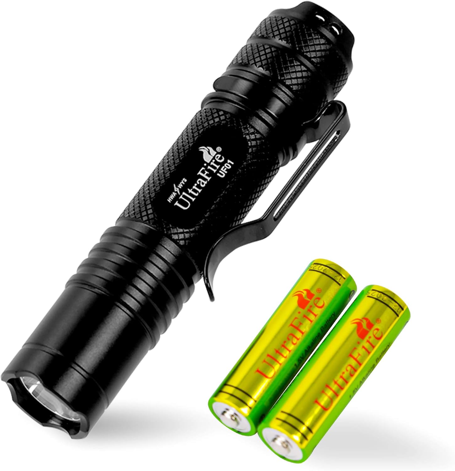 UltraFire UF01 AA EDC Flashlight, Mini Flashlight with Clip, 500 Lumens ...