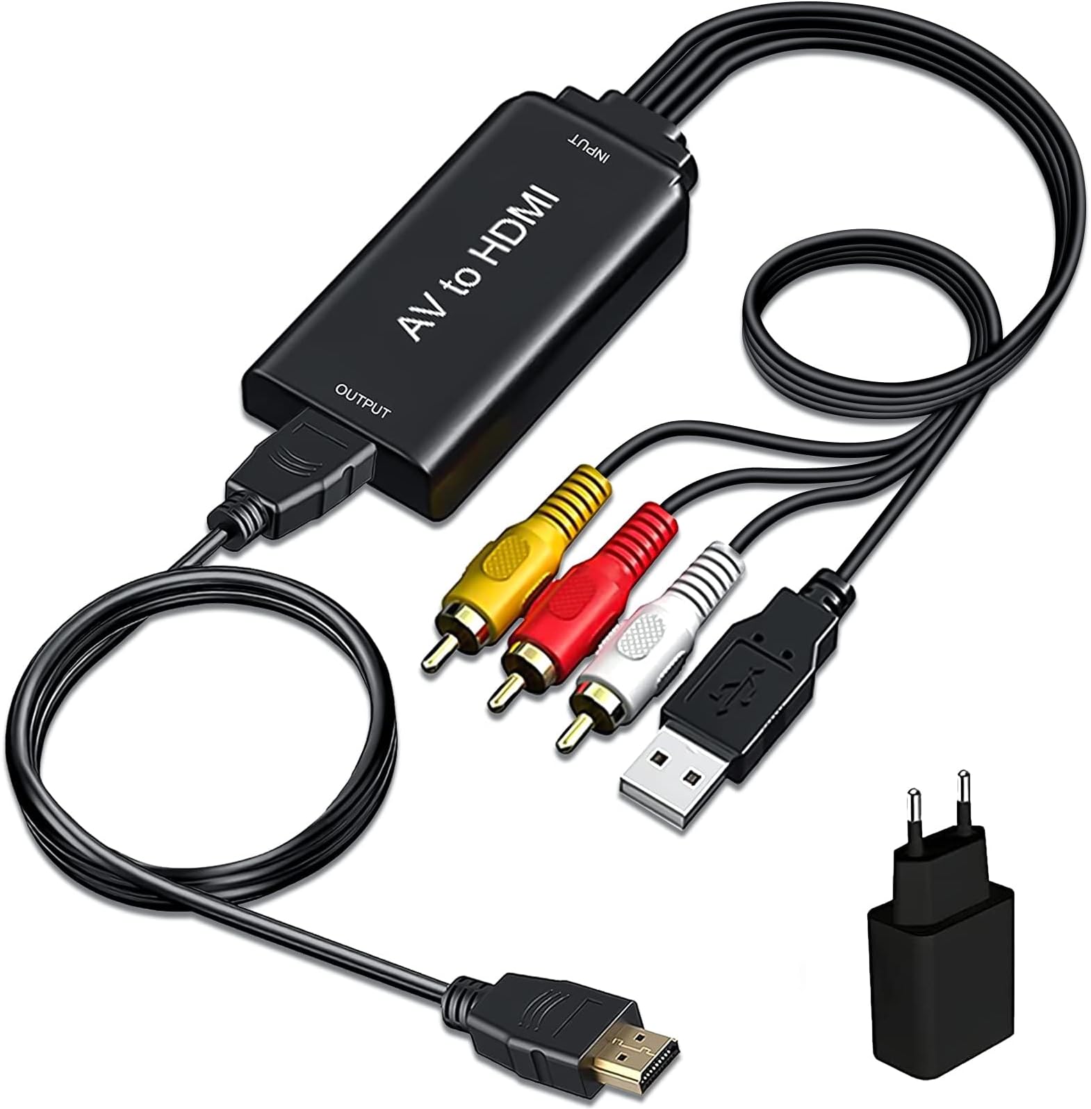 AMANKA Mini AV a HDMI Convertitore Adattatore,1080P Composito RCA CVBS ...