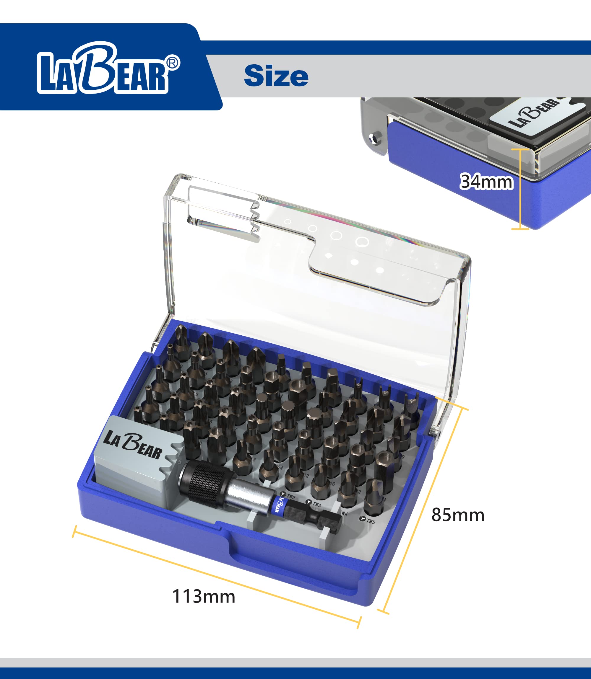 Snapklik.com : LaBear 51-Piece Security Screwdriver Bit Set, S2 Steel Tamper-Proof Torx, Spanner ...