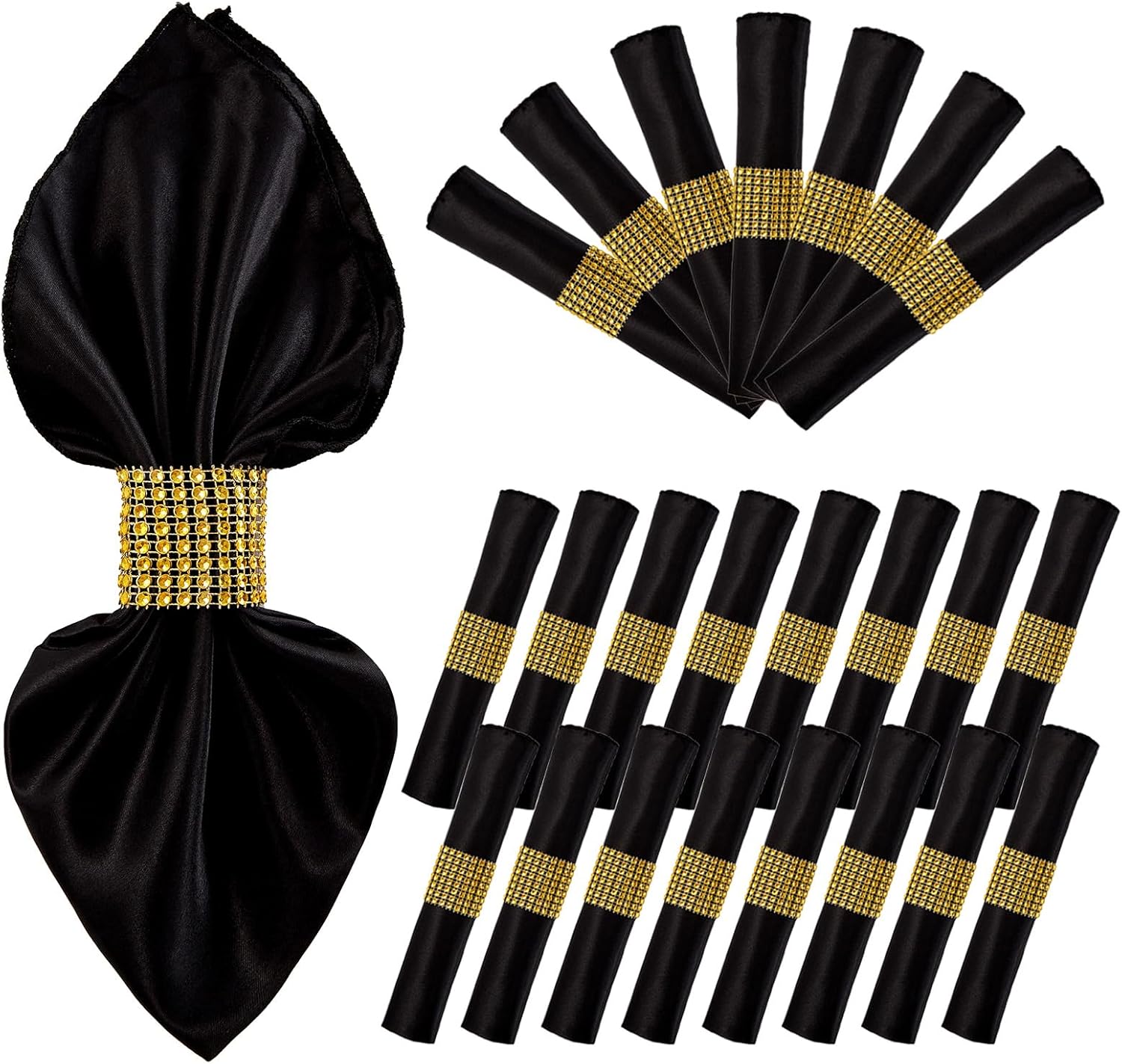 Amazon.com: Black Cloth Napkins and Napkin Rings Set of 24, 48Pcs ...