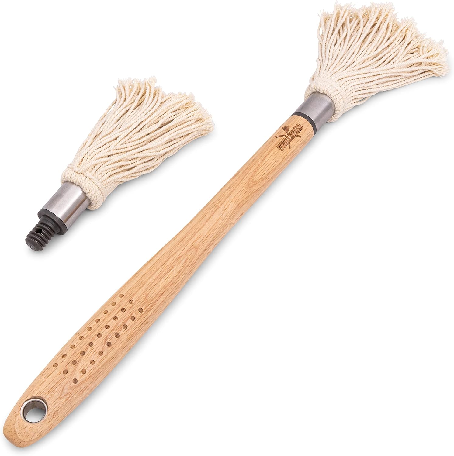GRILLHOGS BBQ Basting Mop with Wooden Handle, Perfect for Barbecue ...