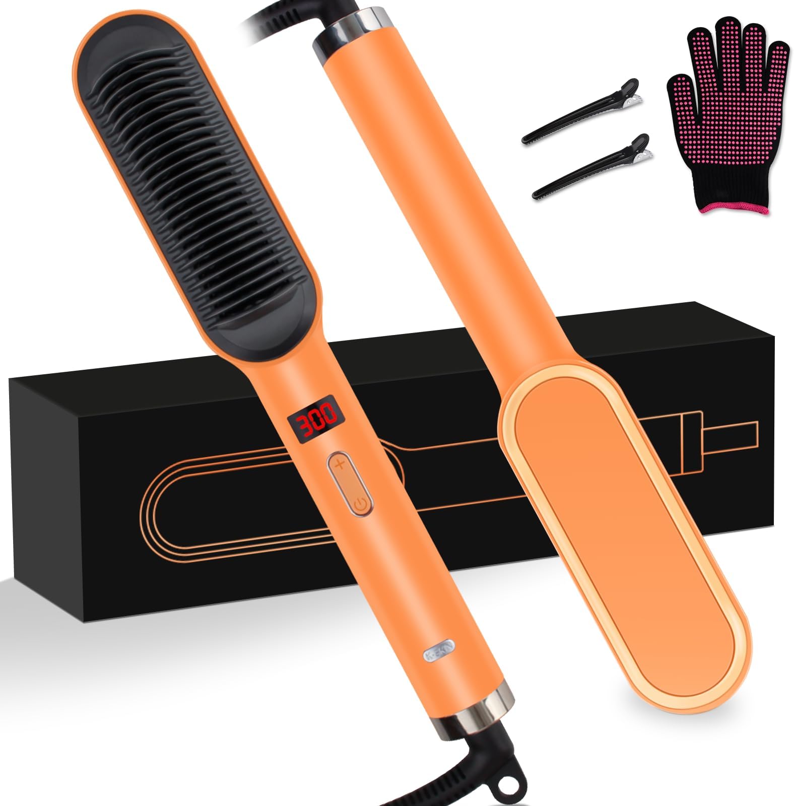 Amazon.com : Akibl 2-in-1 Hair Straightener Brush, Ptc Heating ...