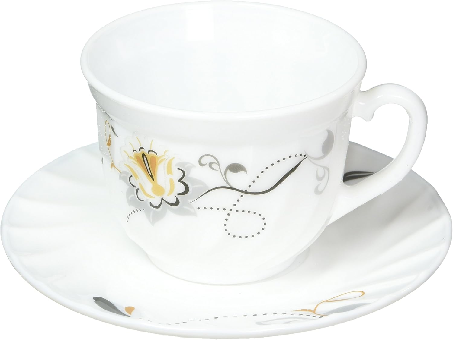 Amazon.com | Uniware Opal Glassware Cups and Saucer,Set of 12: Cup ...