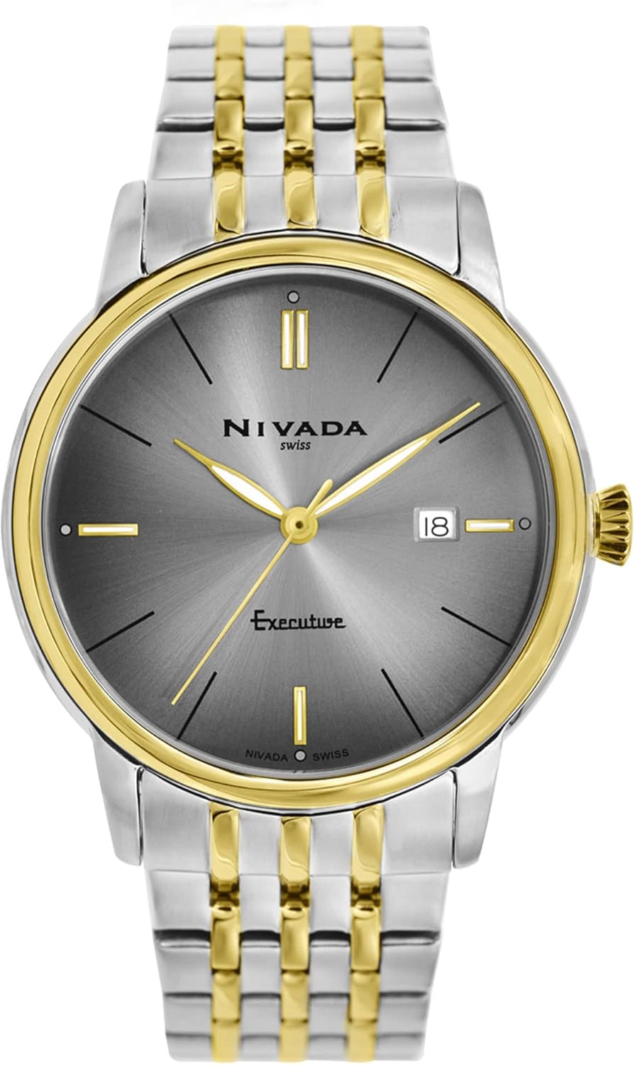 Nivada, Swiss Reloj Hombre, Plateado, Extensible De Acero : Amazon.com ...