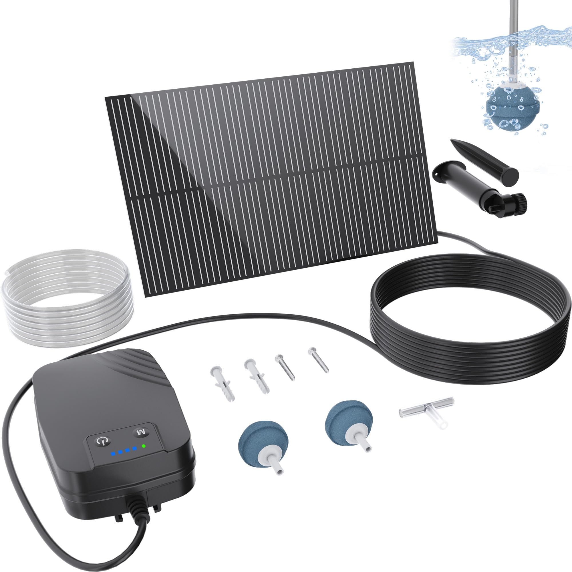 Koi Pond Solar Air Pump Kit - 2.5W Solar Air Pump Aquarium And Air Fish ...