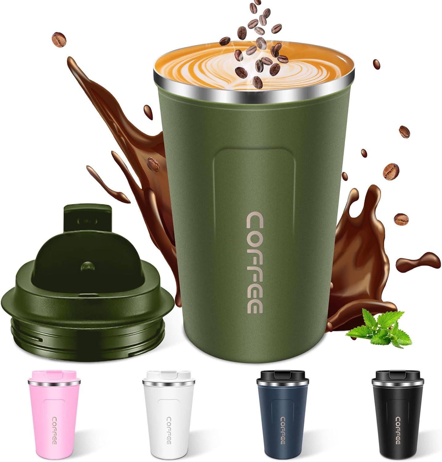 Amazon.com: JTRYEMU Insulated Coffee Mug 12 oz Travel Coffee Mug with ...