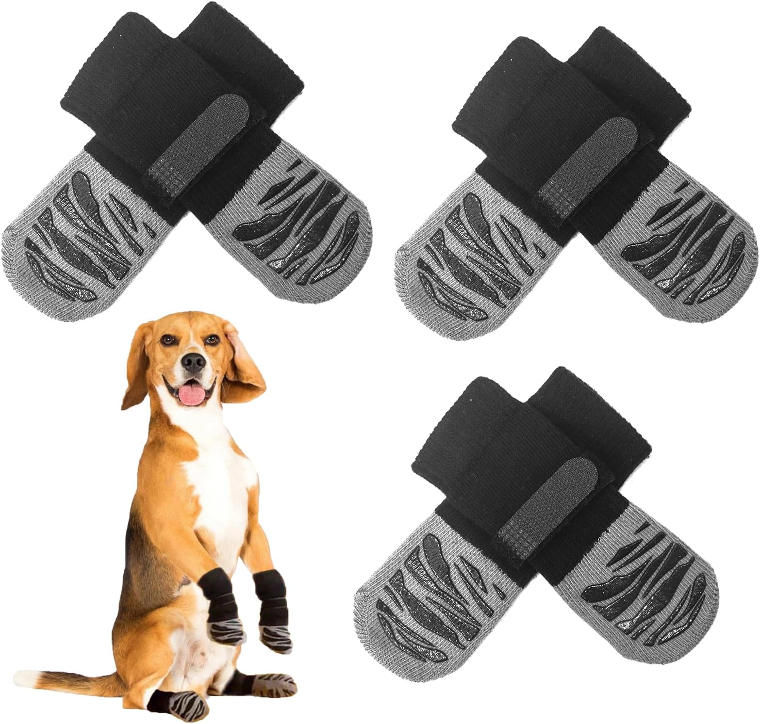 Amazon.com : 3 Pair Anti Slip Dog Socks with Grippers for Hardwood ...