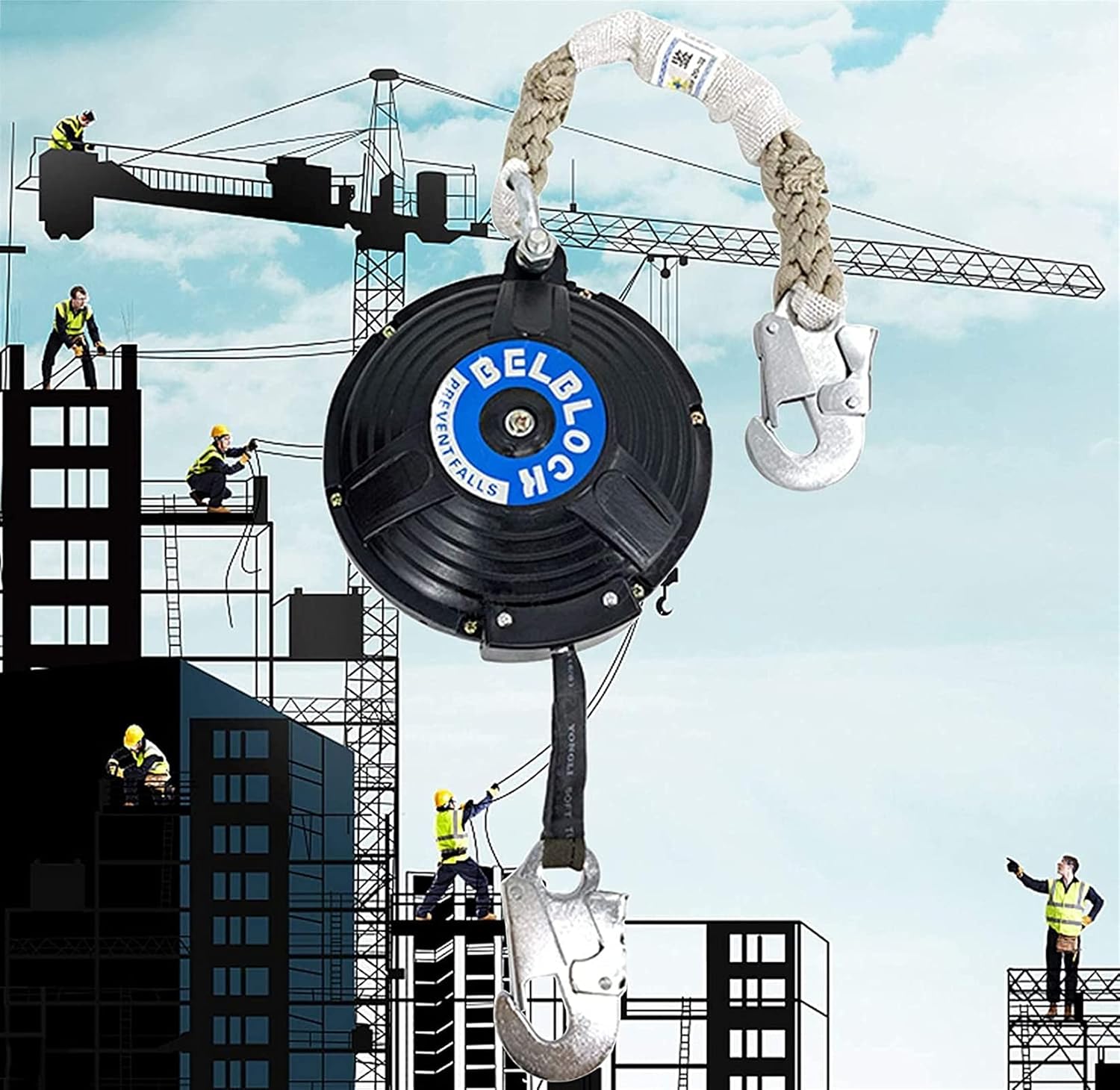 DAOUXIAOSP Durable Self-Retracting Lifeline with Steel Snap Hook and ...