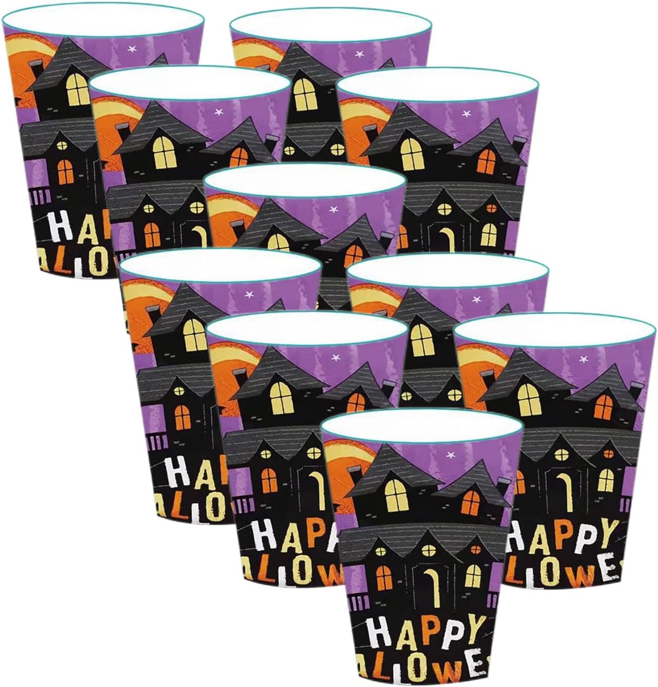 50 Pack Halloween Plastic Cups - Clear 340ml Disposable Halloween Cups ...