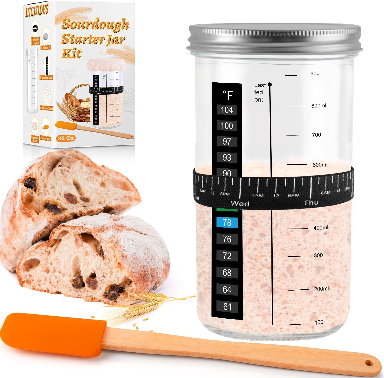 Amazon.com: bd.Ai Sourdough Starter Jar Kit -Sourdough Jar with Marked ...