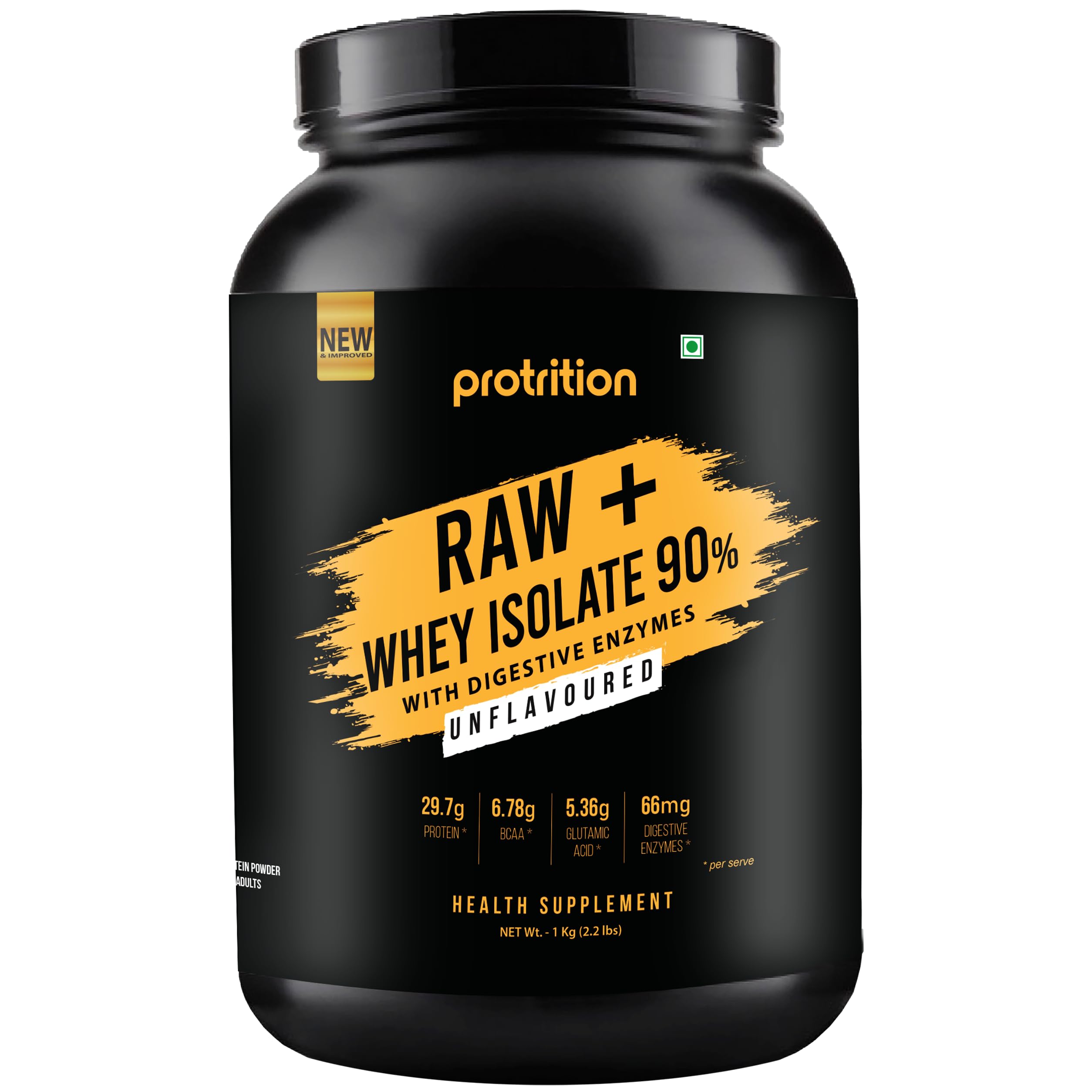Protrition Raw+ Whey Protein Isolate Powder 90% | Unflavoured - 1kg (30 ...