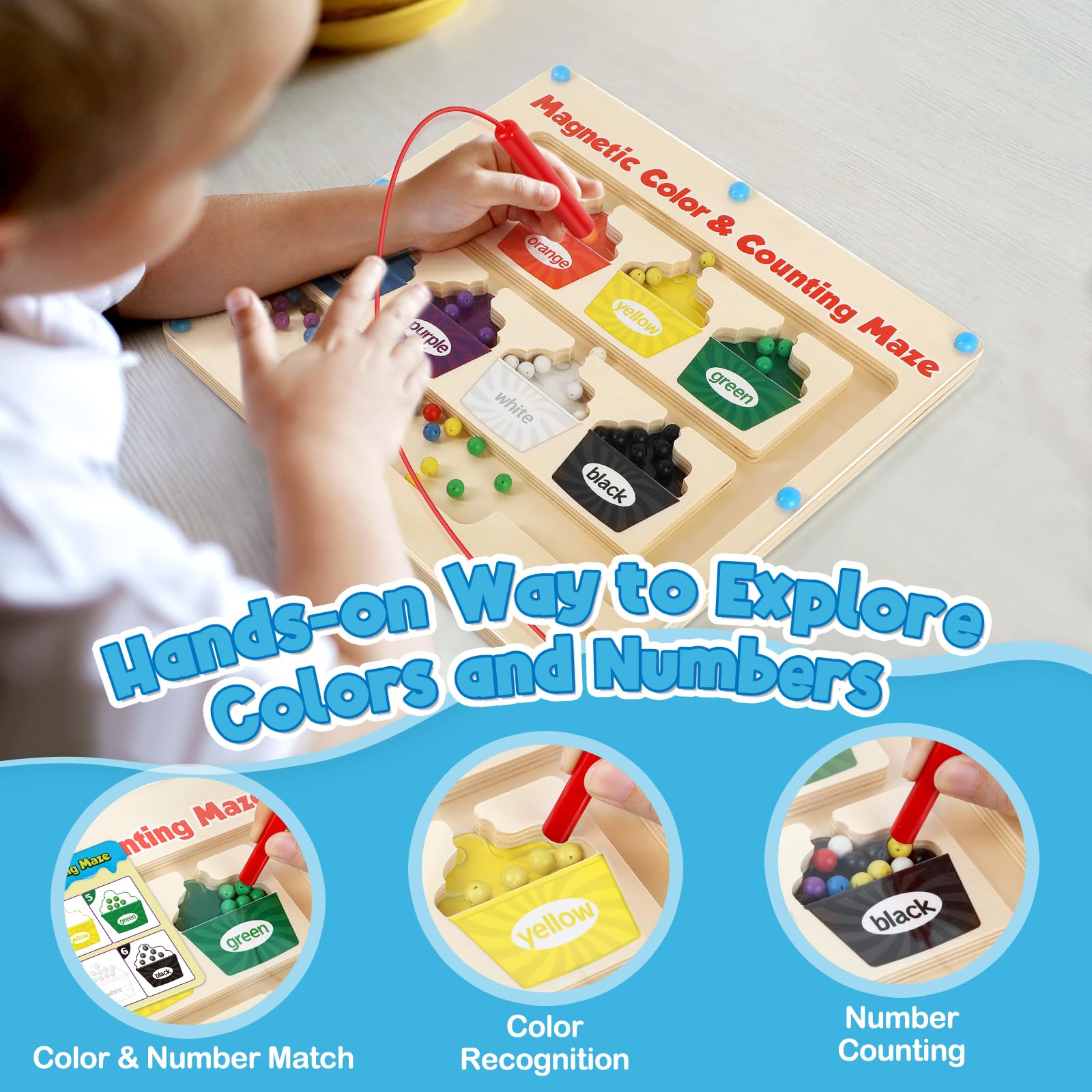Snapklik.com : Magnetic Color & Number Maze,Montessori Toys Wooden ...