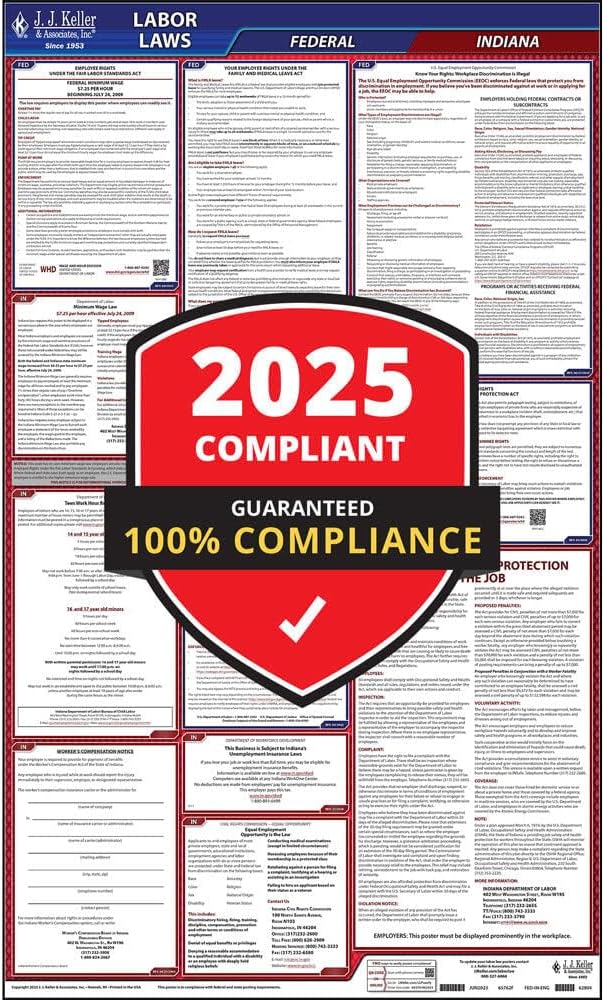 Amazon.com: Labor Law Posters 2025 - Indiana Labor Law Poster State ...