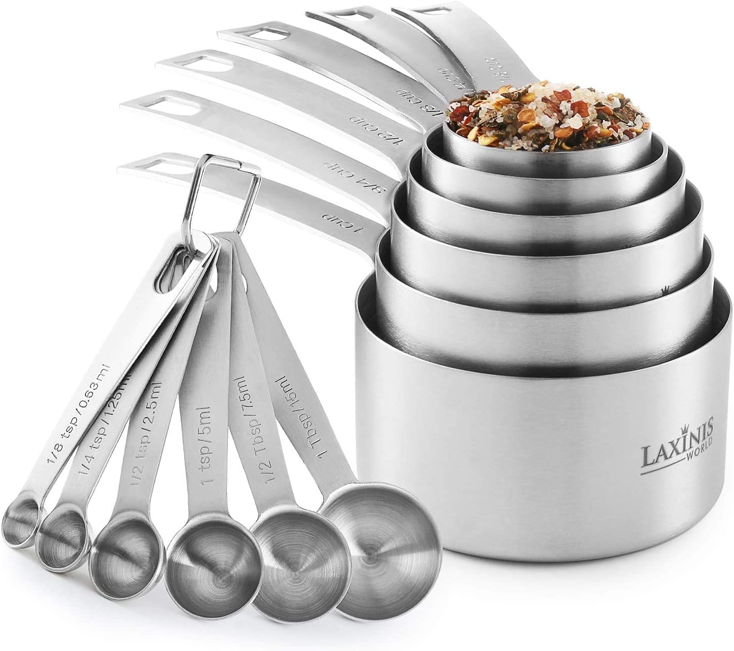 Amazon.com: Stainless Steel Measuring Cups and Spoons Set, Heavy Duty ...