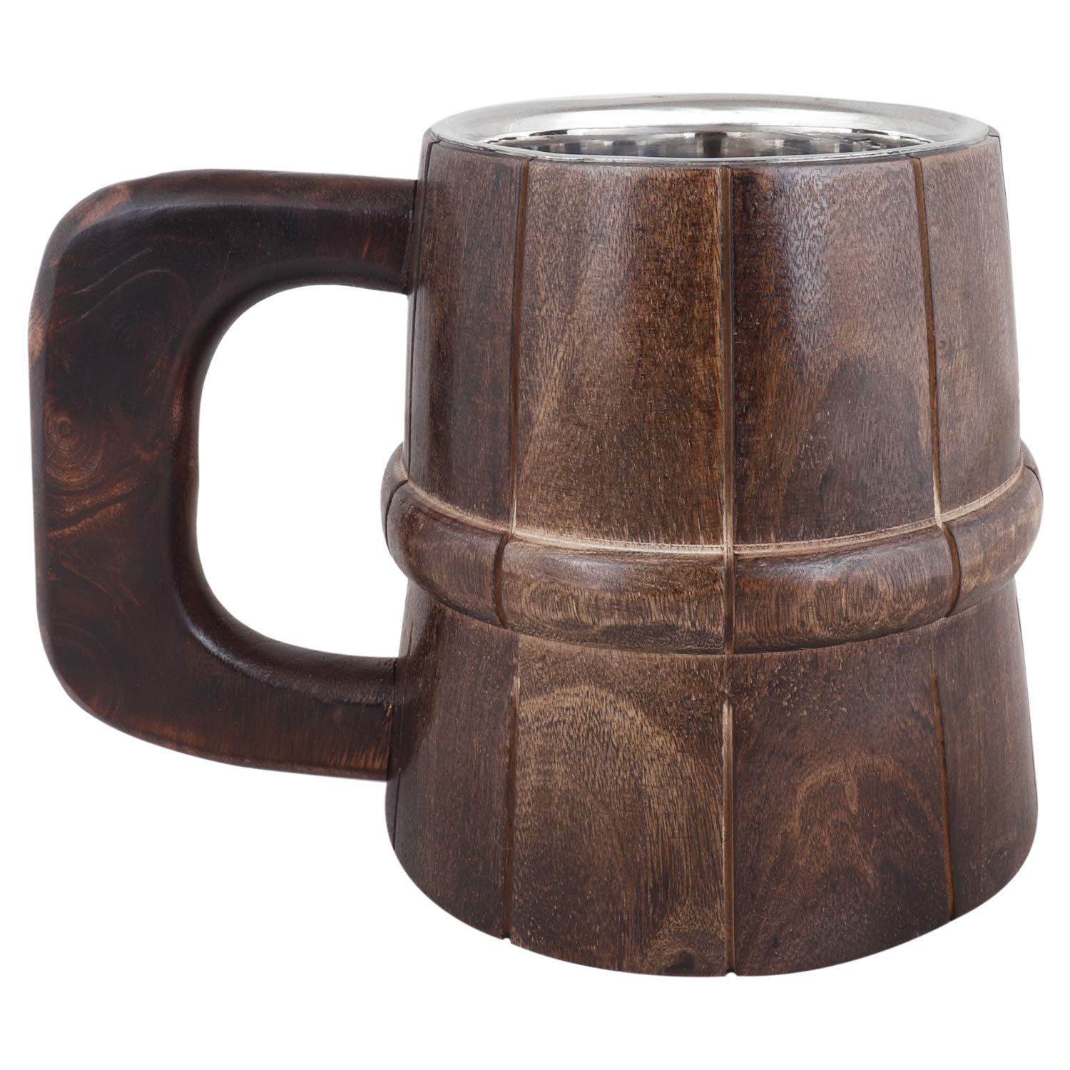 Buy MWC NAG Handmade Mango Wooden & Steel Eco-Friendly Mug for Beer ...