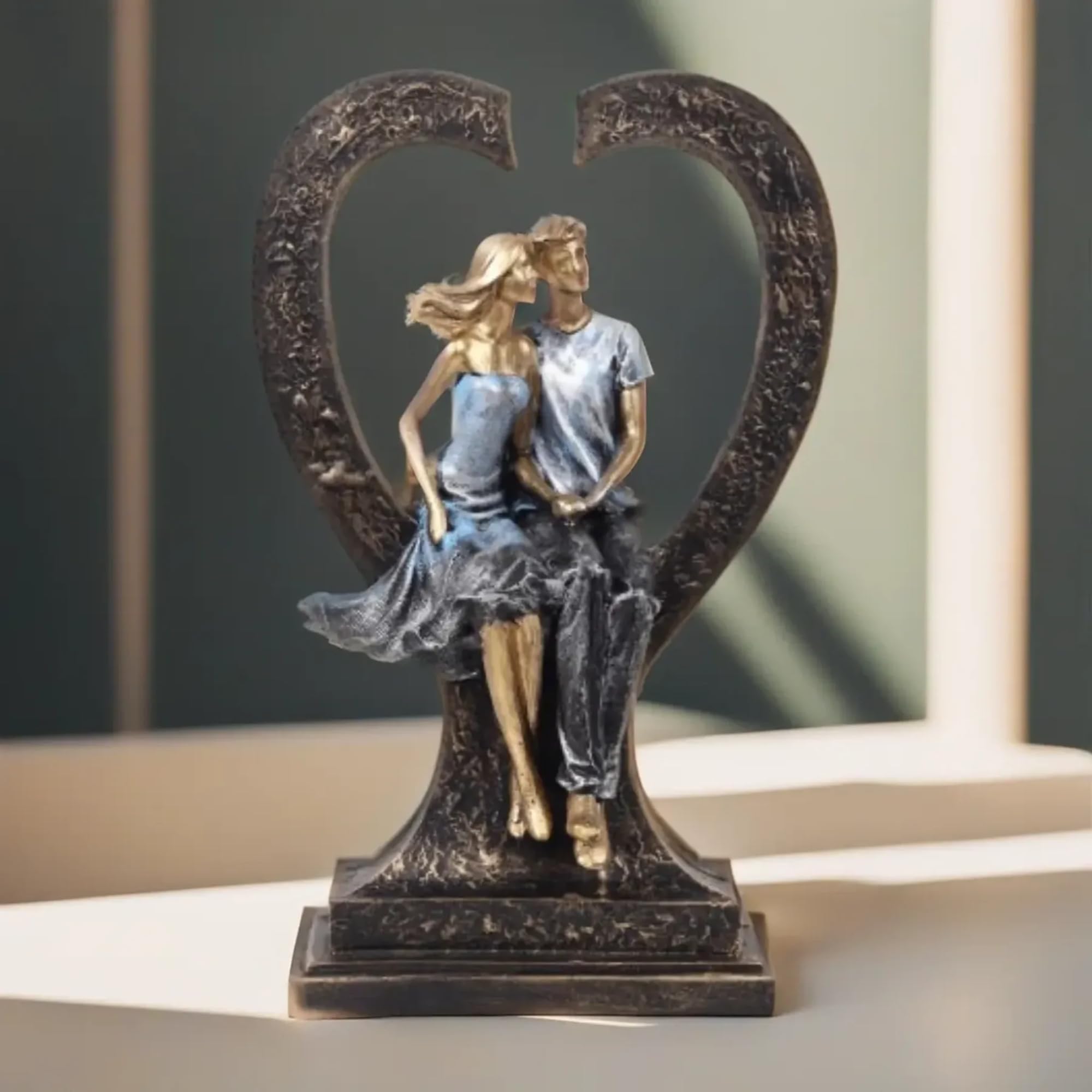 SPLICE Heart Shape Couple Statue Showpiece Sitting Statue for Home ...