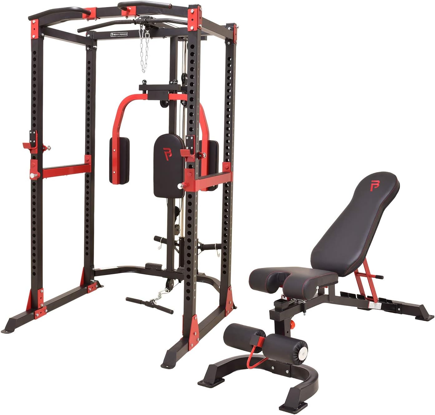 Bodypower PR100 Power Rack with Lat Attachment, Pec Dec & UB100 Utility ...