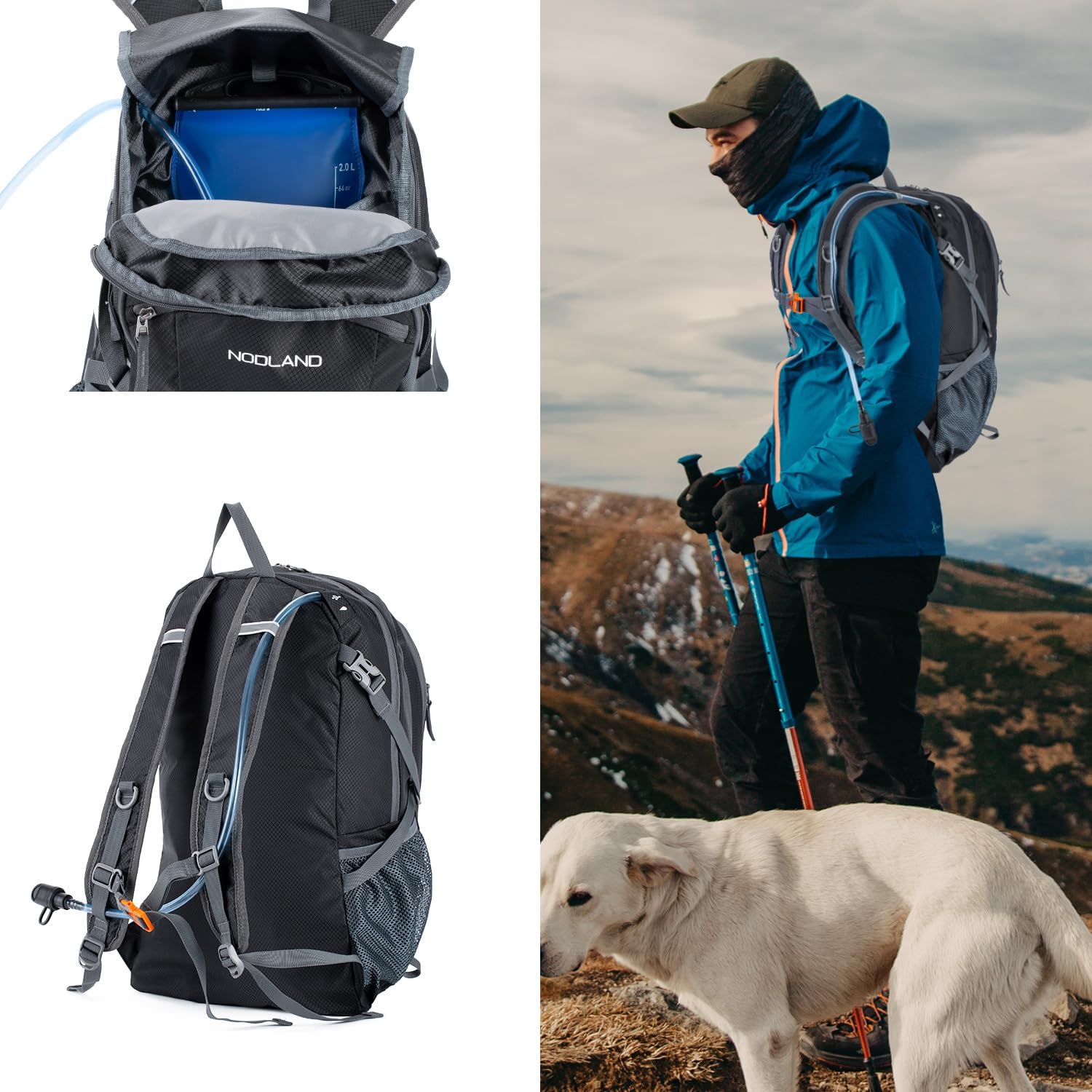 NODLAND – Mochila ligera y plegable para senderismo, 45L, resistente al ...