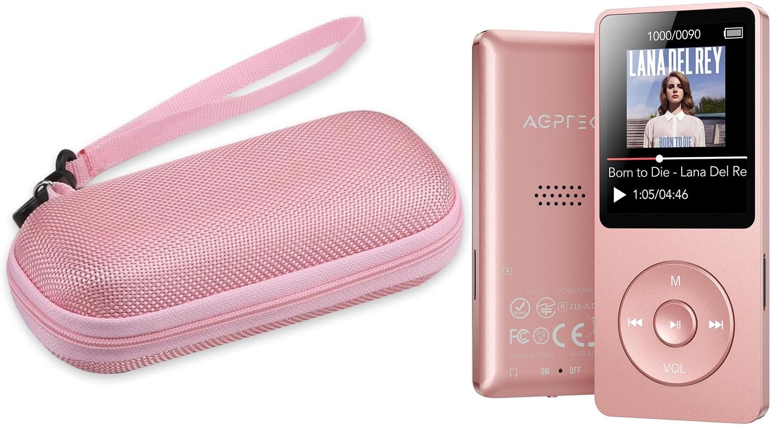 Amazon.com: AGPTEK A02 MP3 Player with Bluetooth 5.3 + Pink Zipper ...