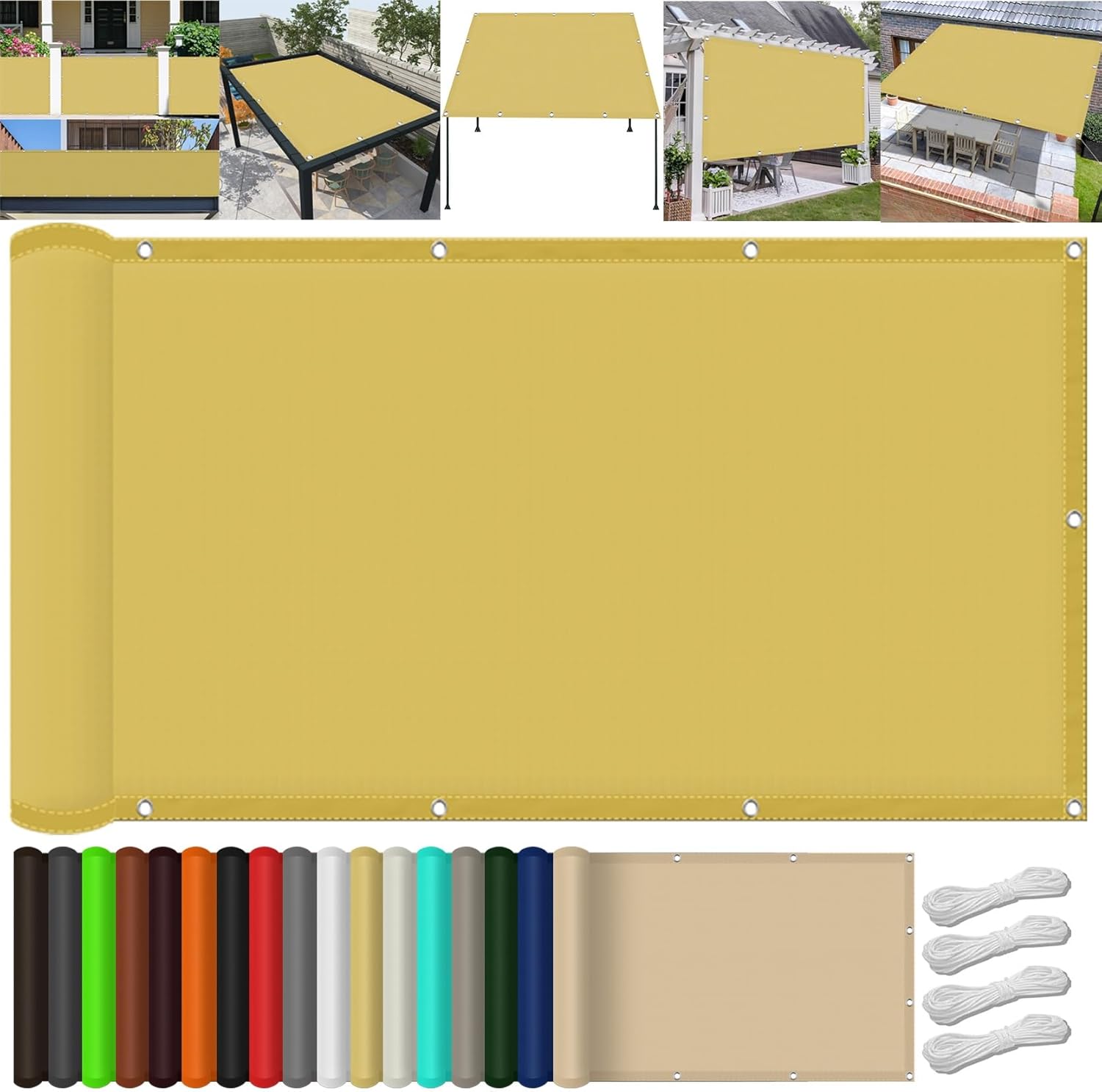 Sun Protection Shade Net 460 x 540 cm, Premium PES Polyester Water ...