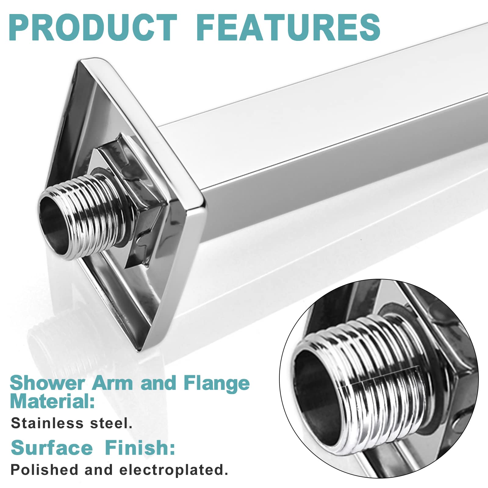 Snapklik.com : BESTILL 16 Inch Chrome Ceiling Mount Shower Arm And Flange