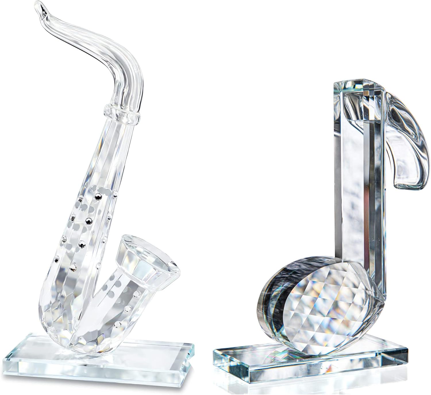 Amazon.com: QFkris 5'' Height Crystal Eighth Note and 6'' Crystal ...